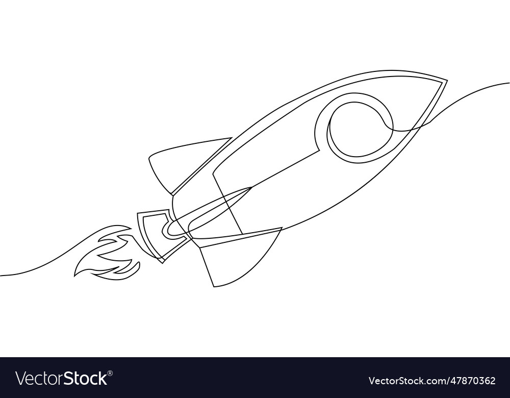 Rocket continuous line concept Royalty Free Vector Image