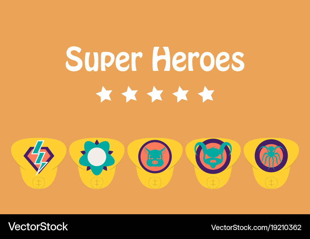 Set of superhero color flat badges emblems logos Vector Image