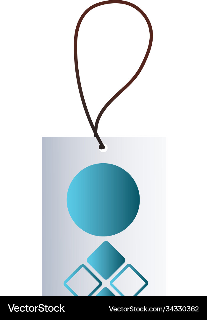 White hang tag with blue circle and logo Vector Image