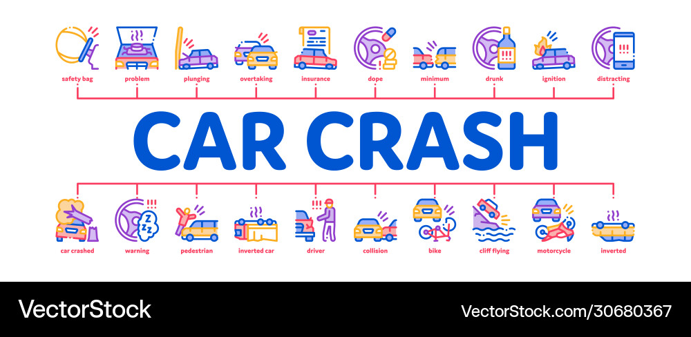 Car crash accident minimal infographic banner Vector Image