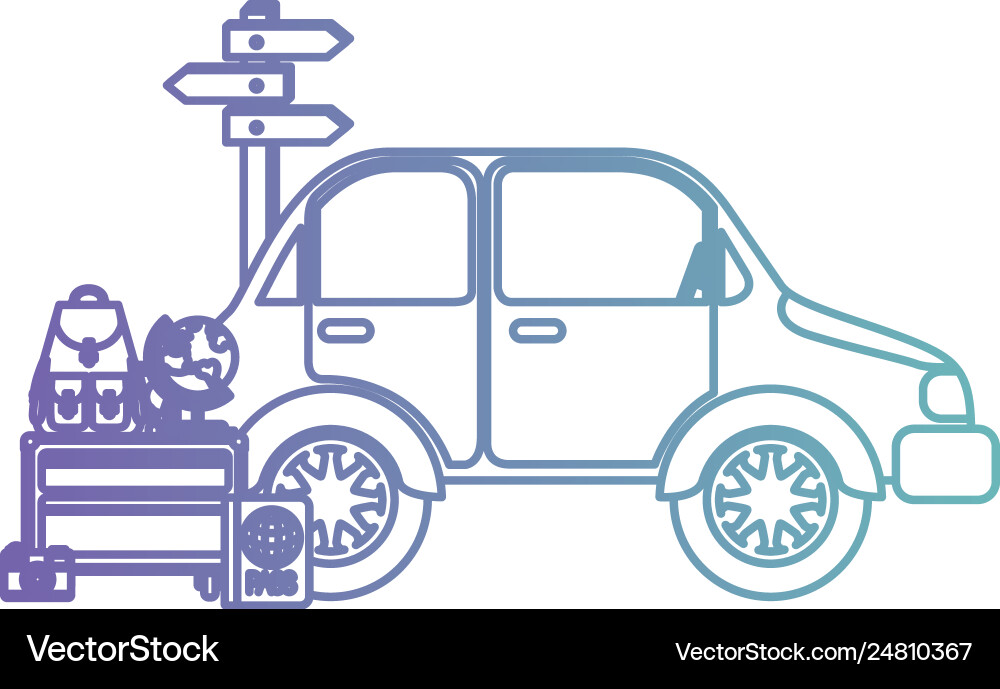 Car with suitcases bags pile Royalty Free Vector Image