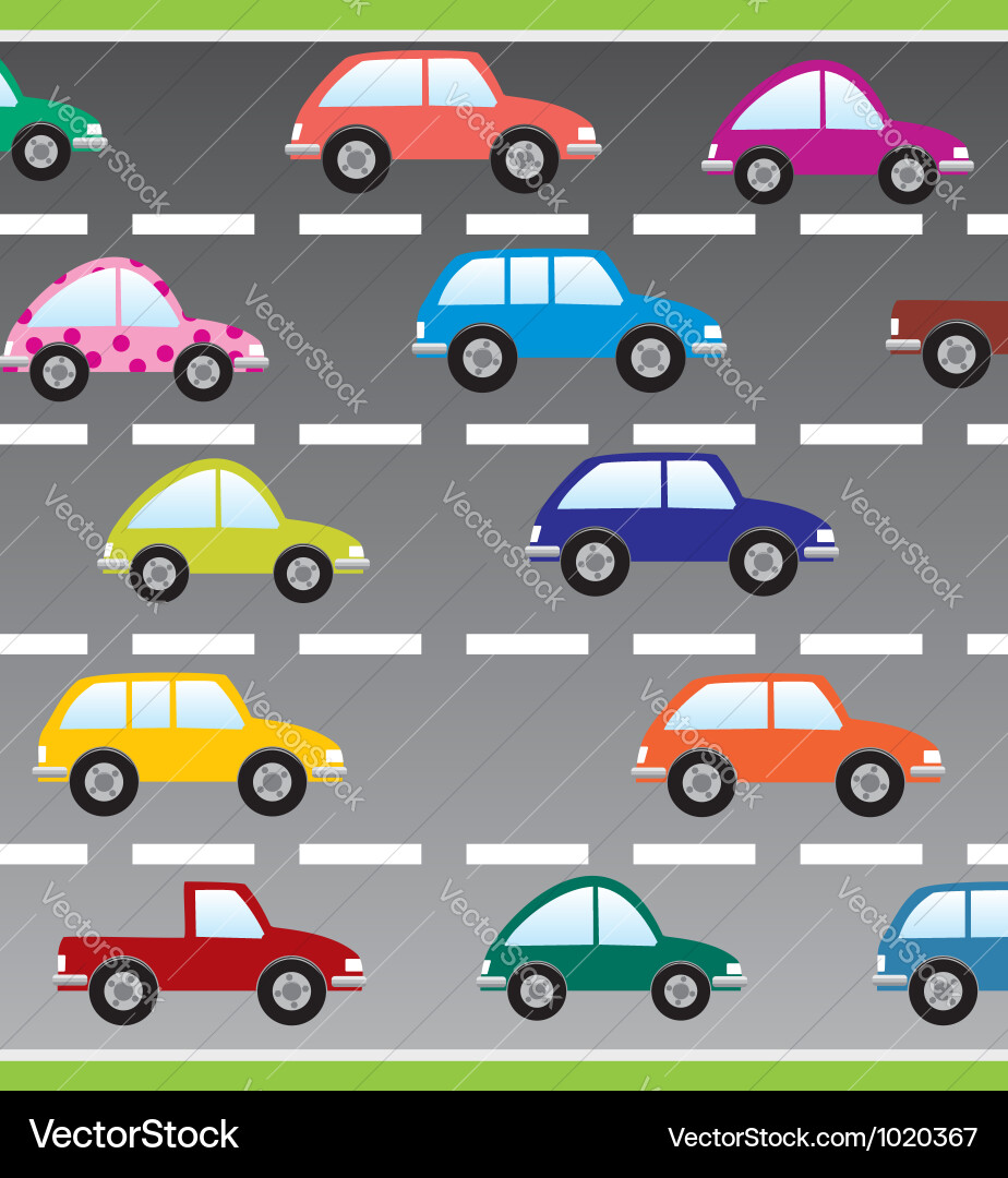 Cars on the road Royalty Free Vector Image - VectorStock