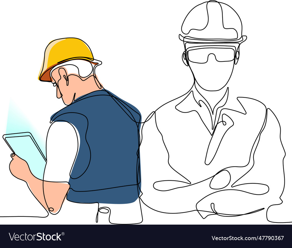 Construction manager and engineer working Vector Image