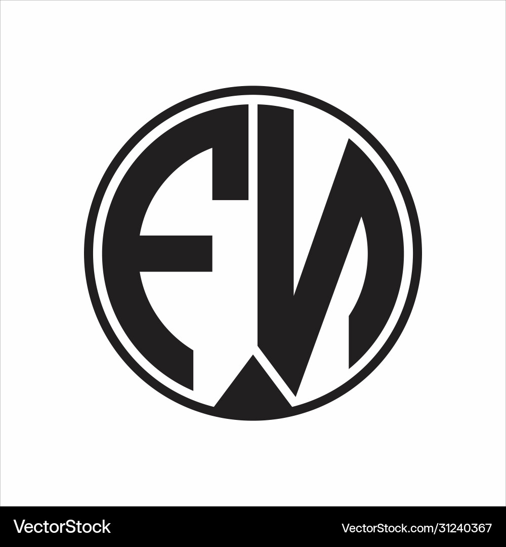 Fn logo monogram circle with piece ribbon style Vector Image