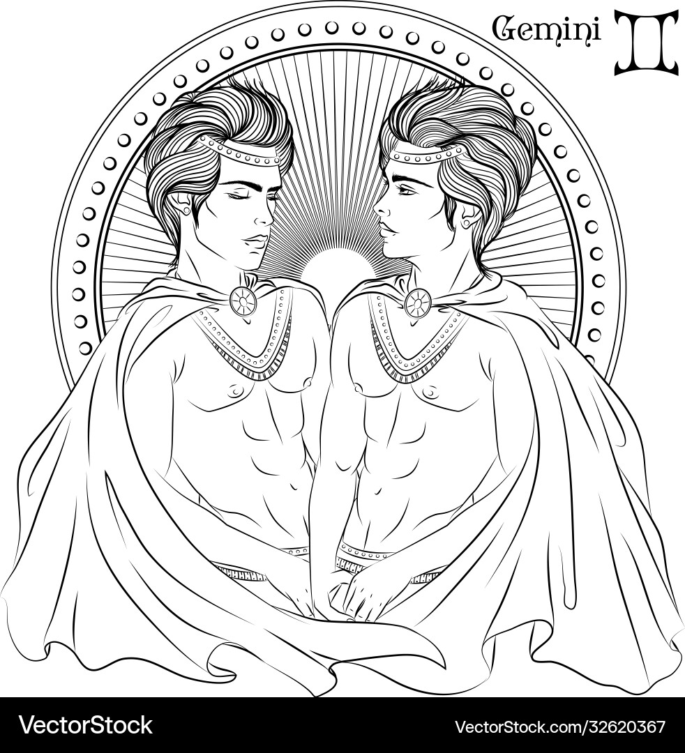Gemini line art Royalty Free Vector Image - VectorStock