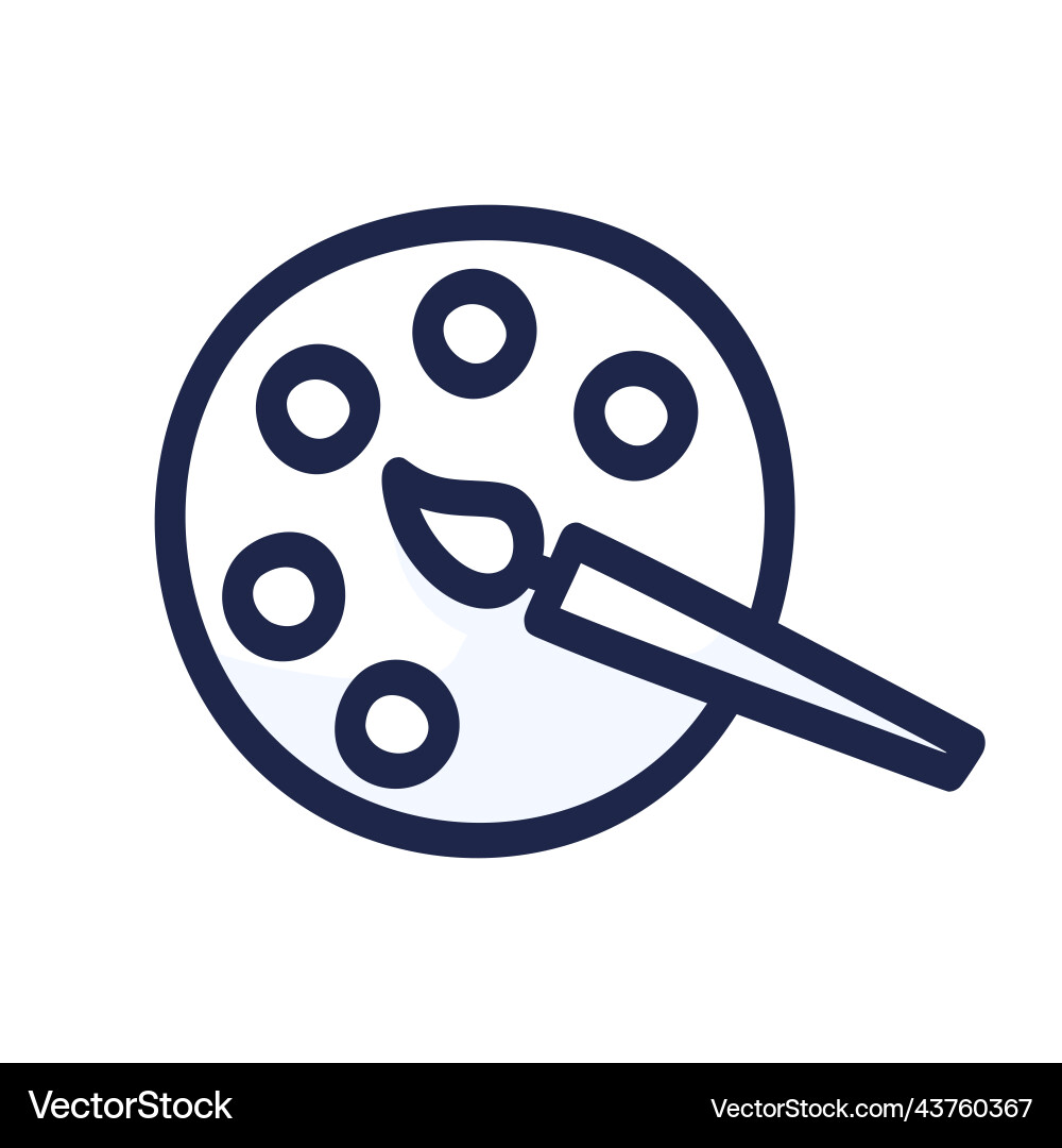 Hand drawn palette with paints and brush isolated Vector Image