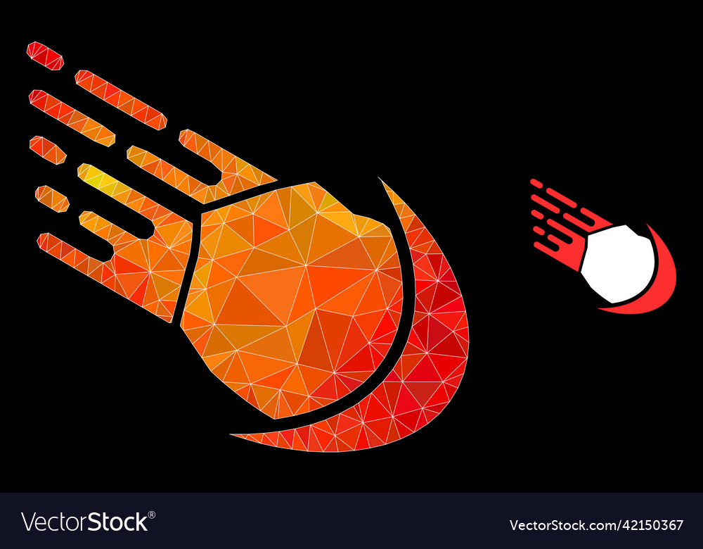 Lowpoly meteor icon with fire gradient Royalty Free Vector