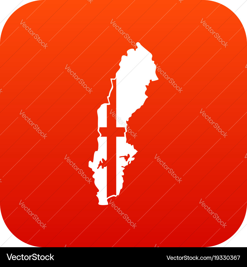 Map of sweden icon digital red Royalty Free Vector Image
