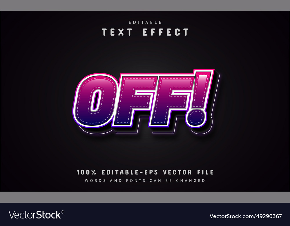 Off text purple gradient text effect Royalty Free Vector