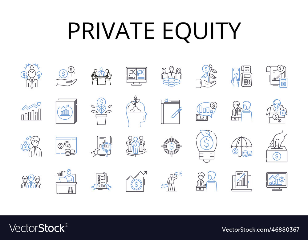 Private equity line icons collection venture Vector Image Private equity line icons collection venture Vector Image