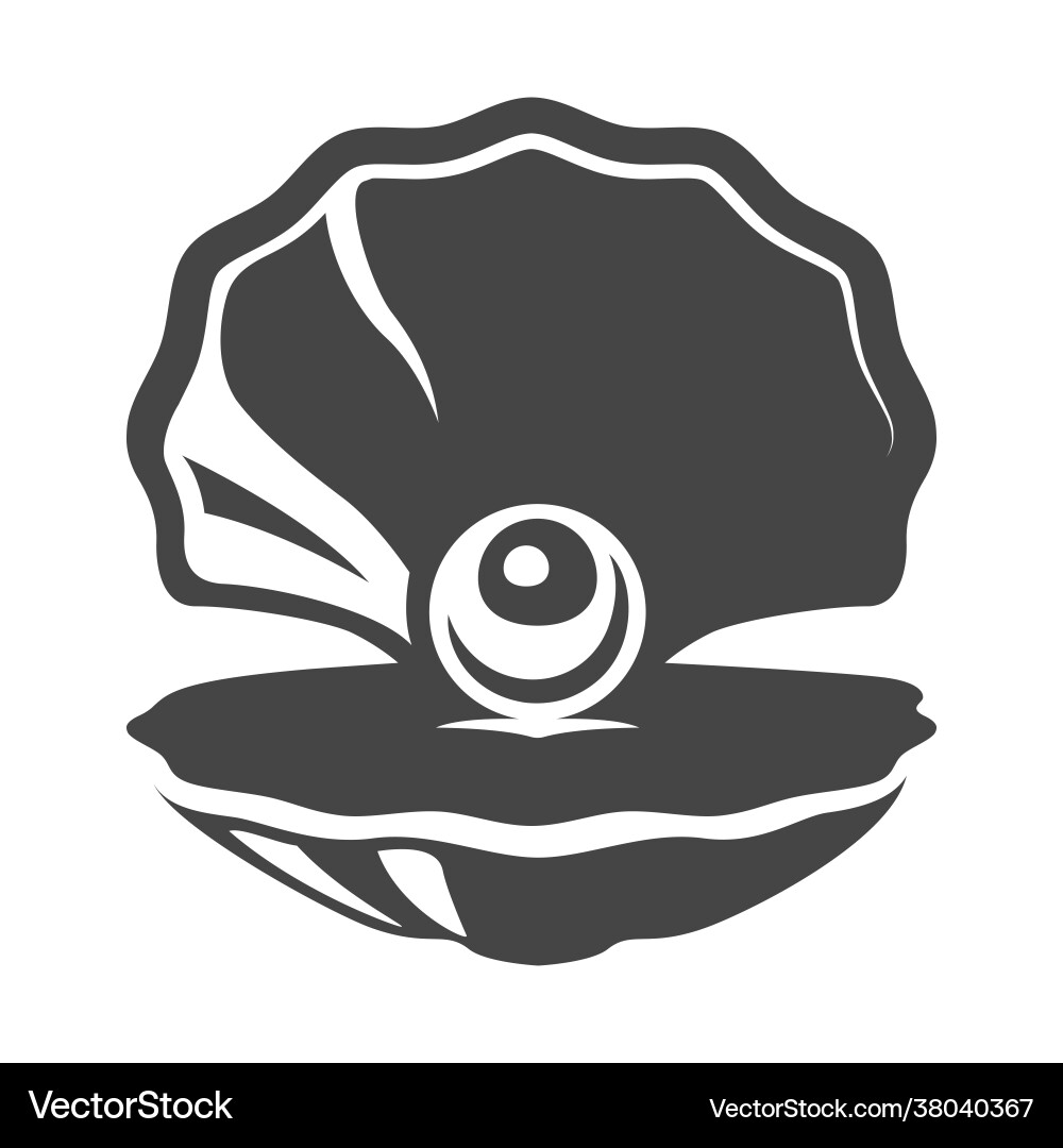 Sea pearl icon flat shellfish Royalty Free Vector Image