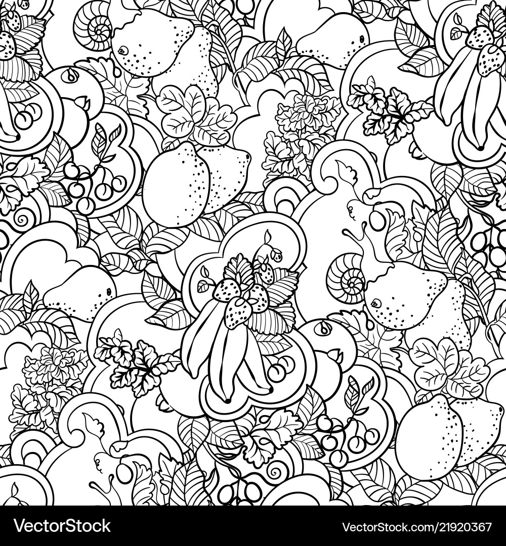 Seamless pattern with fruit ornament in coloring Vector Image