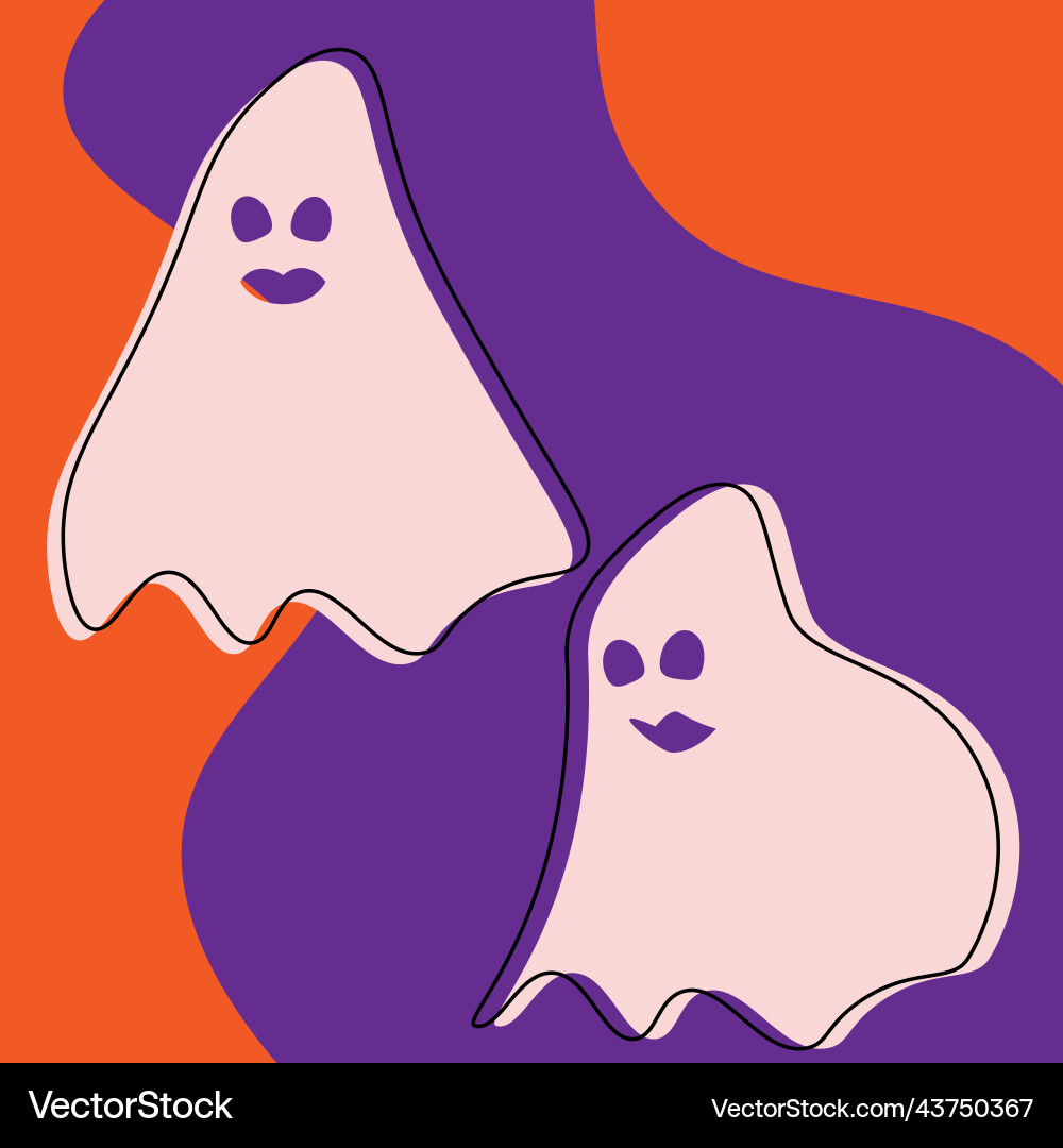 Set for halloween of two smiling ghosts Royalty Free Vector