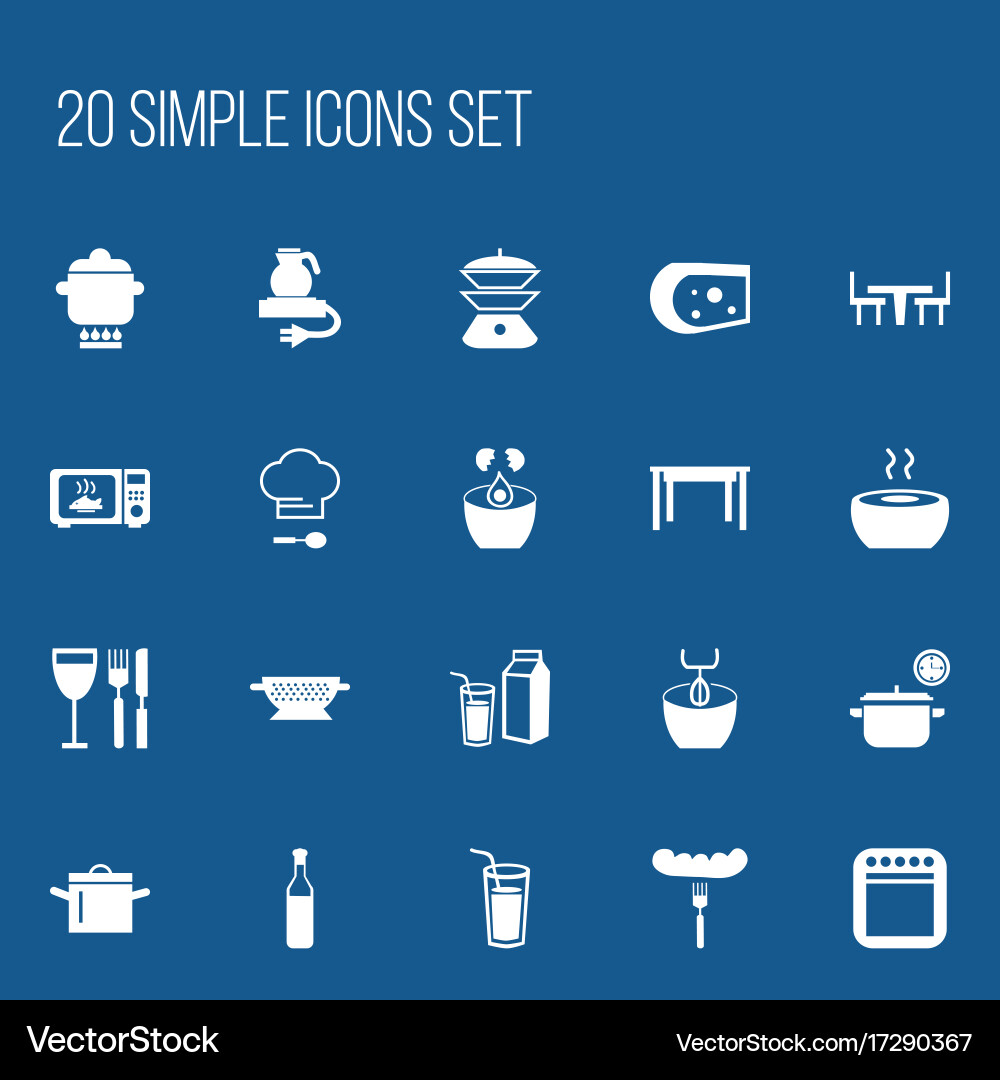 Set of 20 editable kitchen icons includes symbols Vector Image