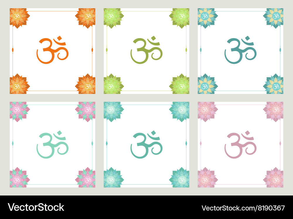 Set of frames om symbol flowers Royalty Free Vector Image