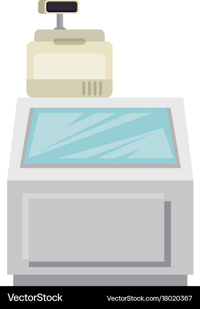 Supermarket cash machine with showcase Royalty Free Vector