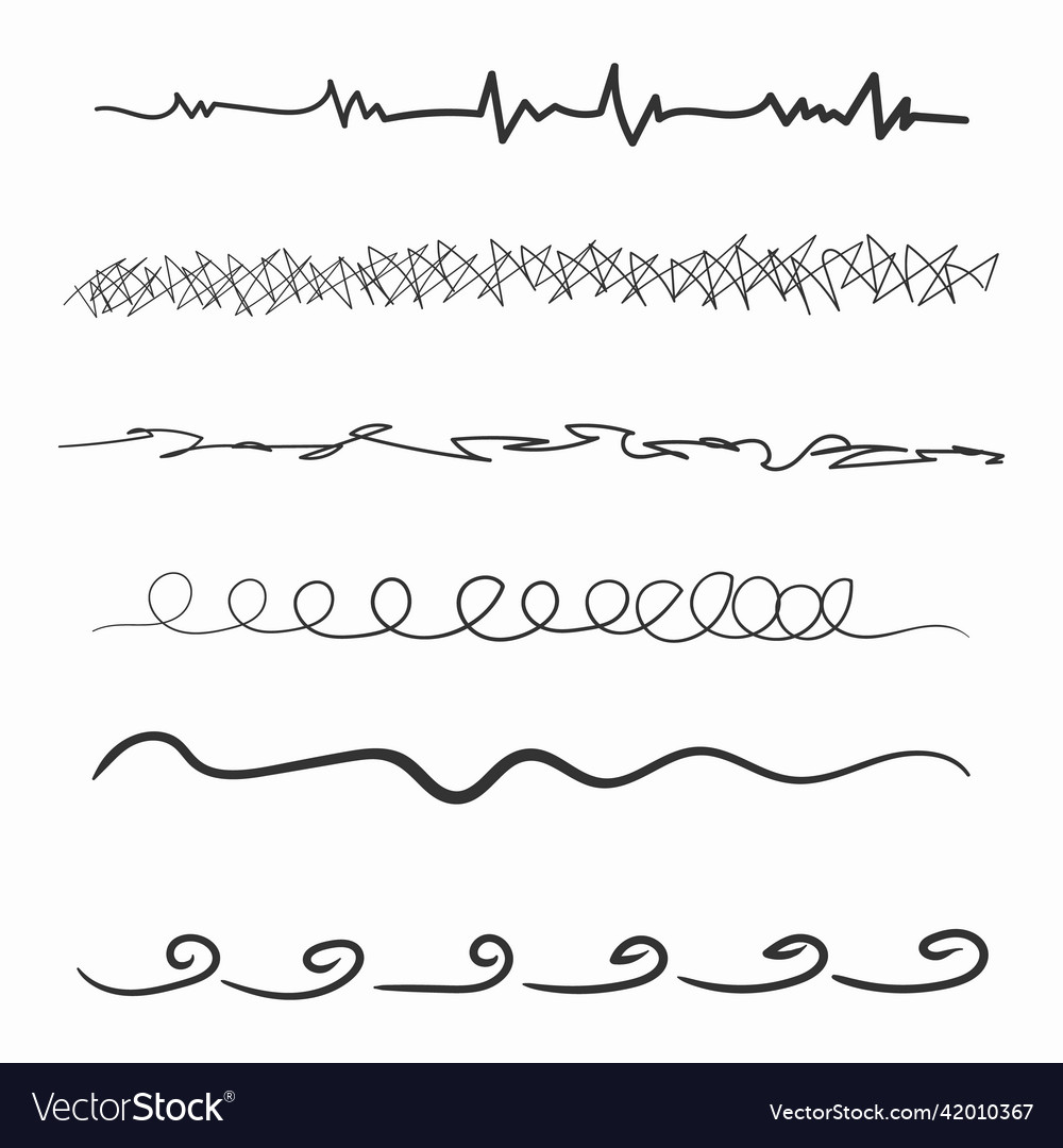 Wavy line hand drawn doodle scribble pen brushes Vector Image