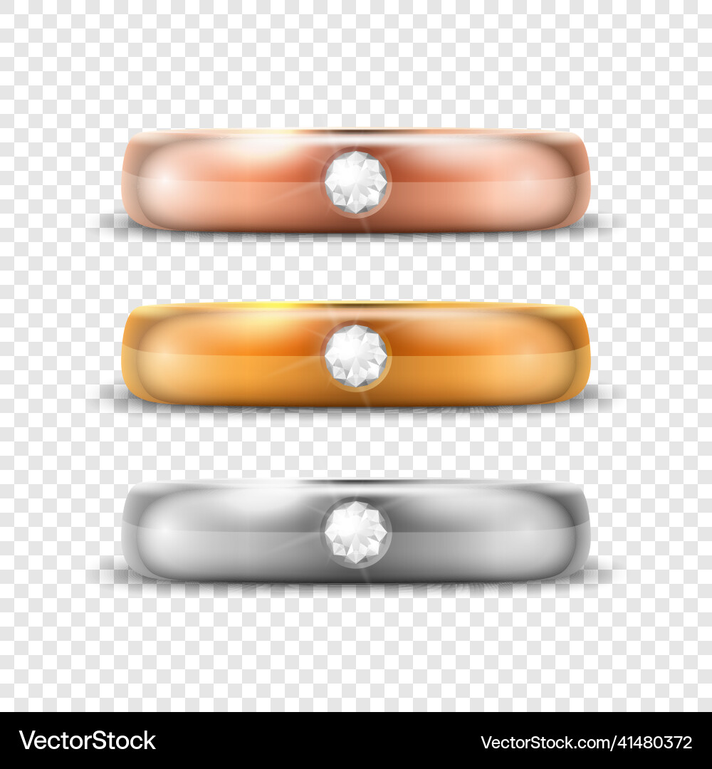 3d realistic gold and silver metal wedding Vector Image