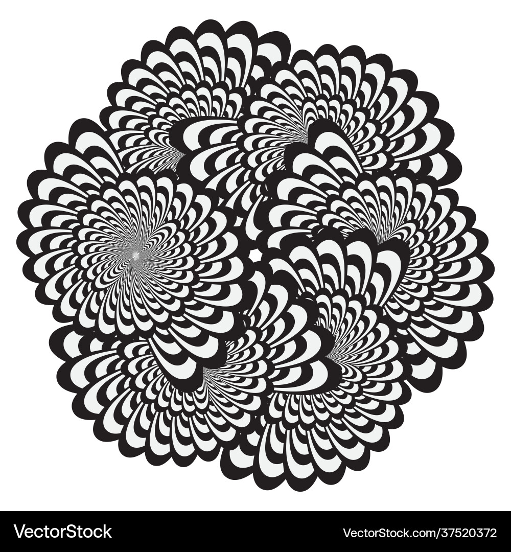 Abstract striped black and white spiral design Vector Image