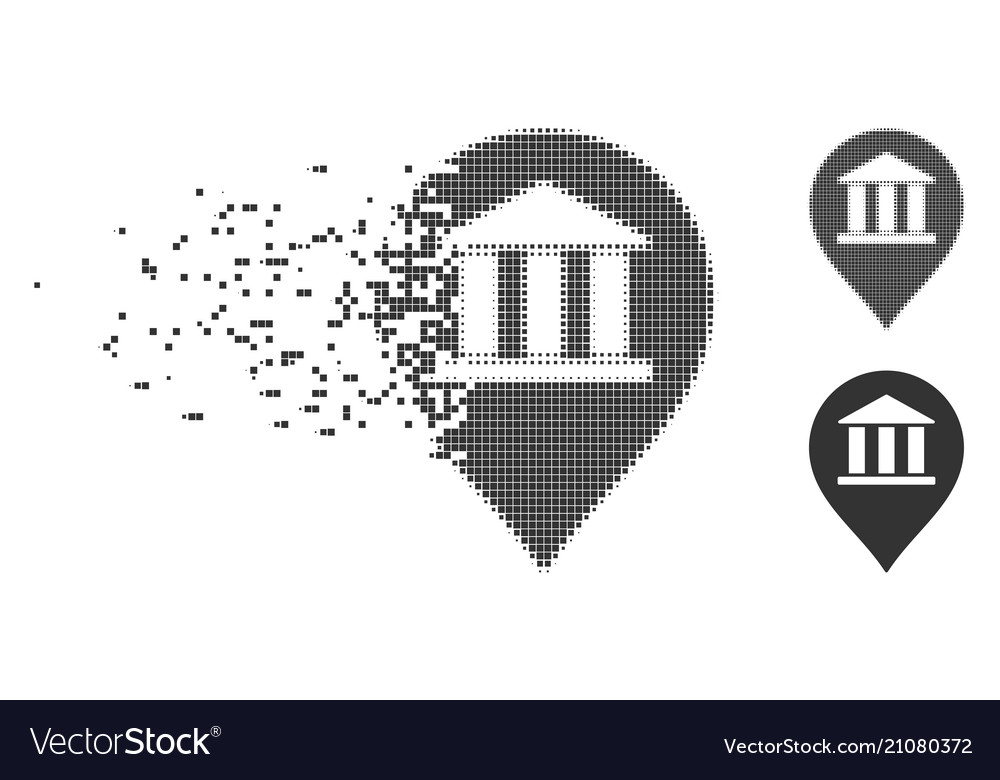 Bank building pointer dissolving pixel icon Vector Image