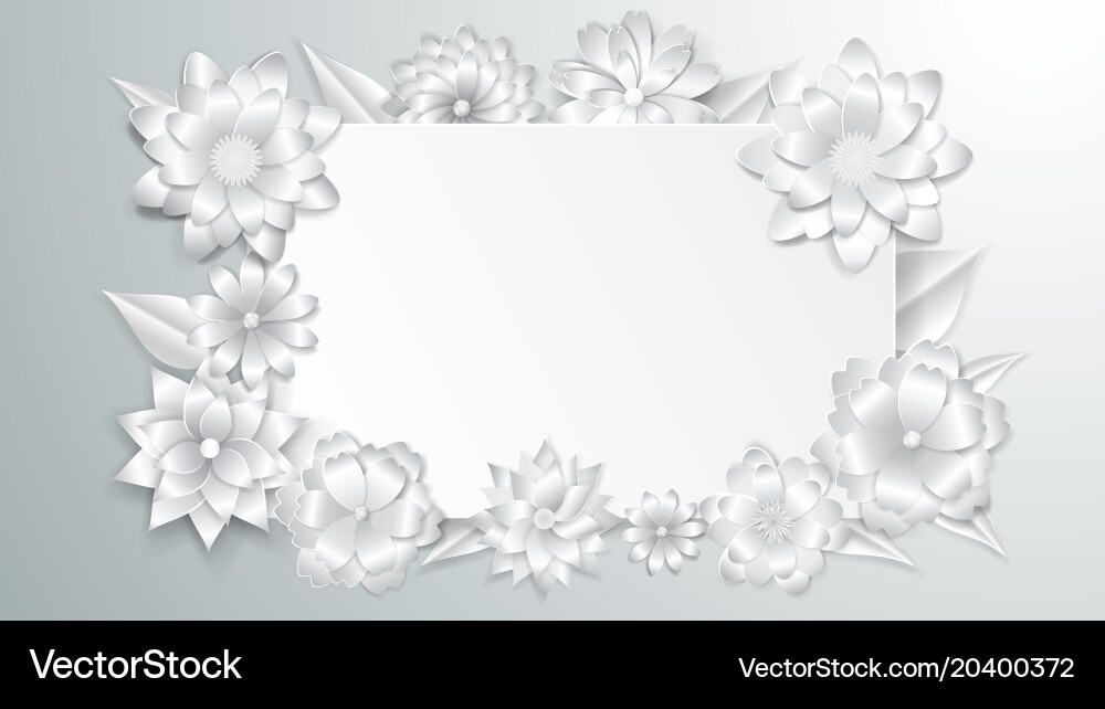 Greeting card template with paper flowers Vector Image