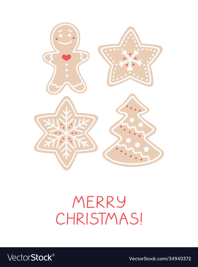 Holiday greeting card with gingerbread cookies Vector Image