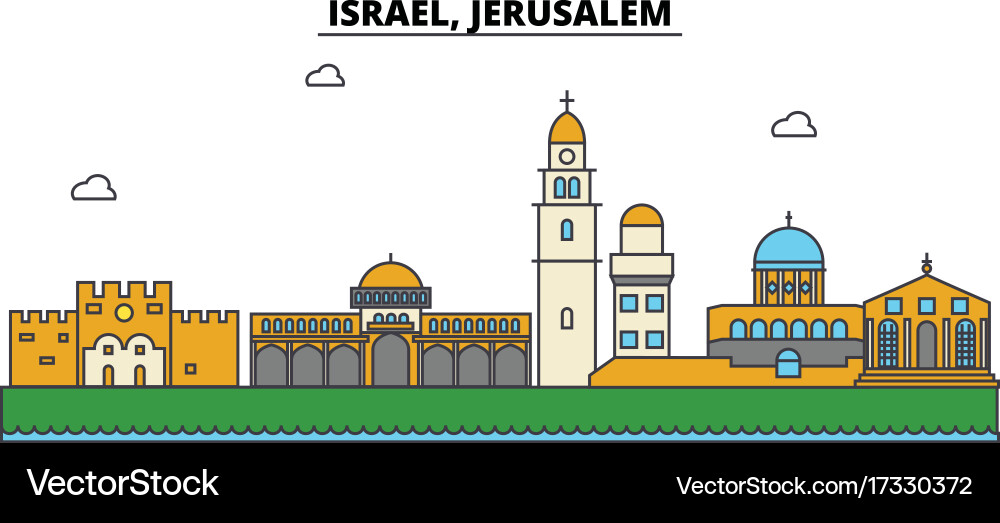 Israel jerusalem city skyline architecture Vector Image