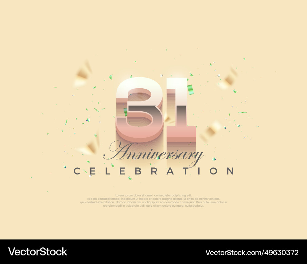 Modern number for 31st anniversary celebration Vector Image
