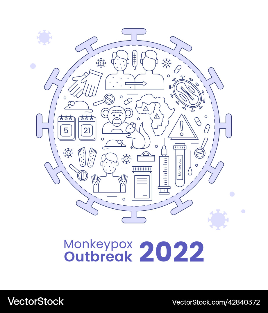 Monkeypox outbreak banner concept icons Royalty Free Vector