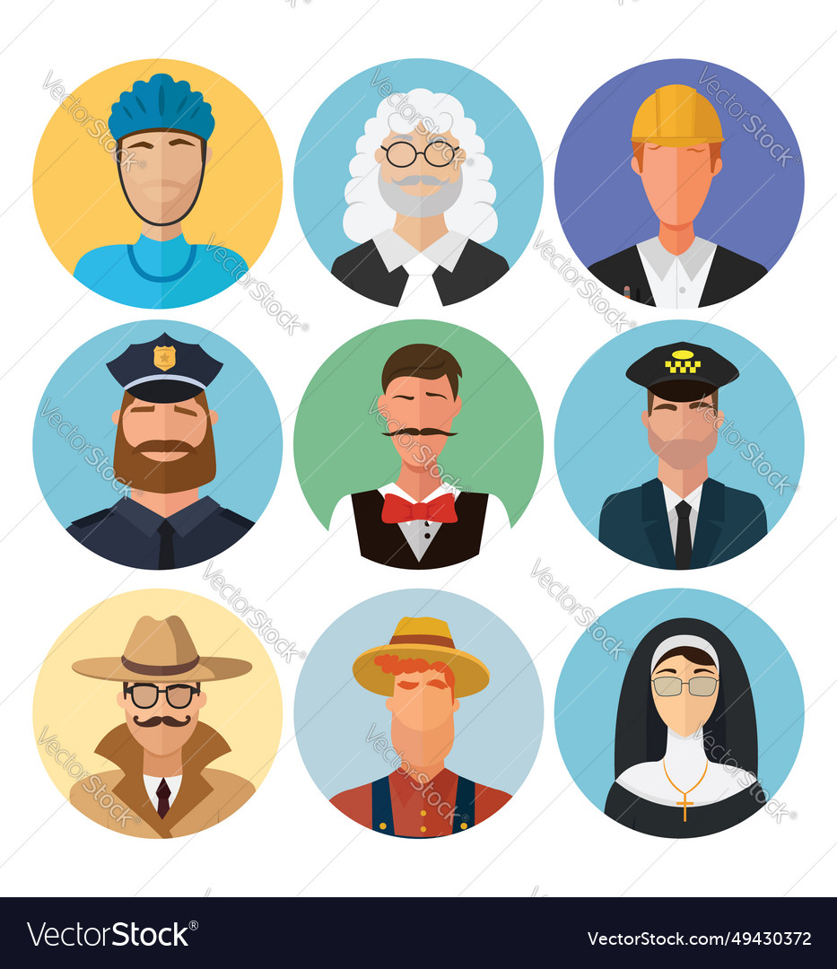 Professions avatars flat Royalty Free Vector Image
