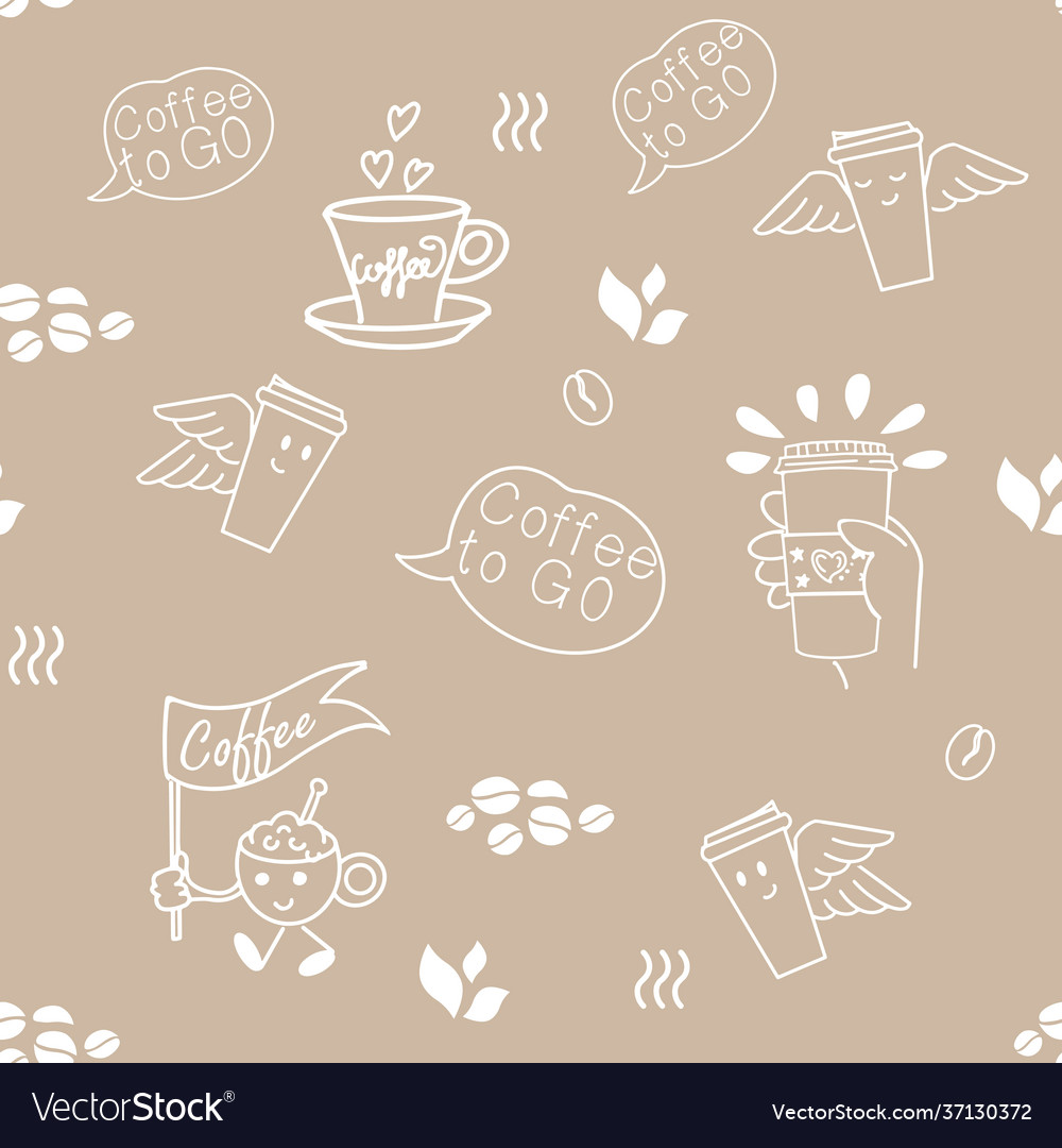 Seamless coffee icon pattern Royalty Free Vector Image