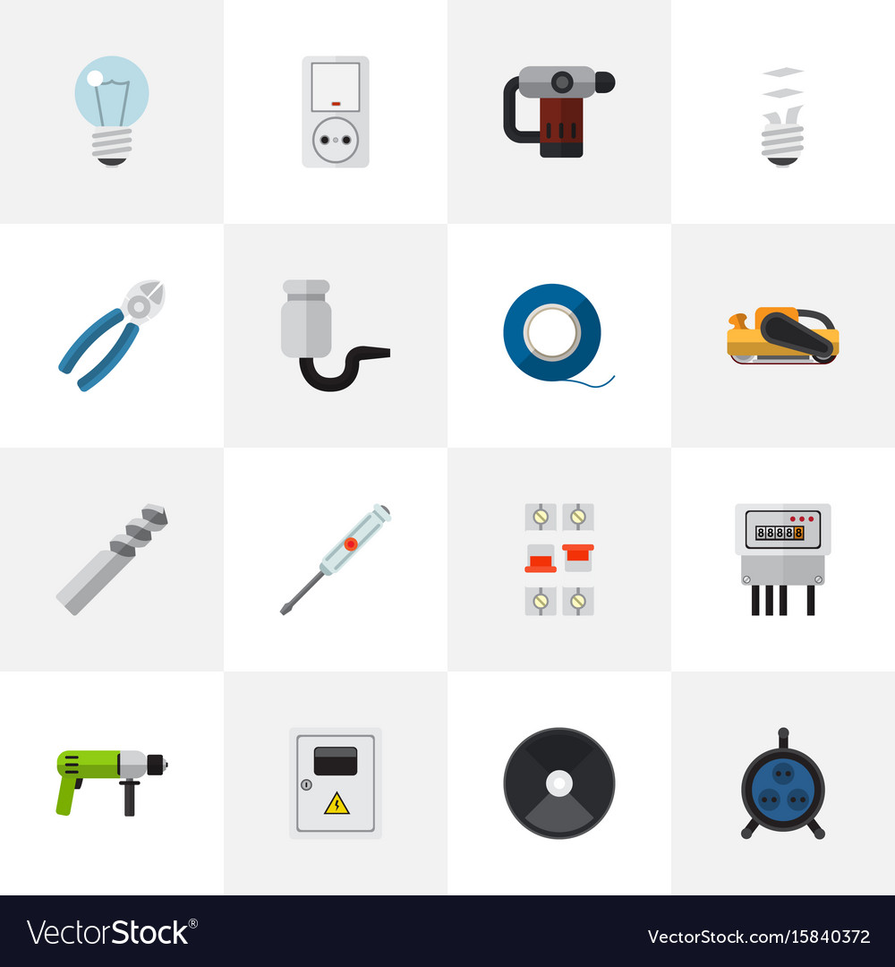 Set 16 editable electrical icons includes Vector Image