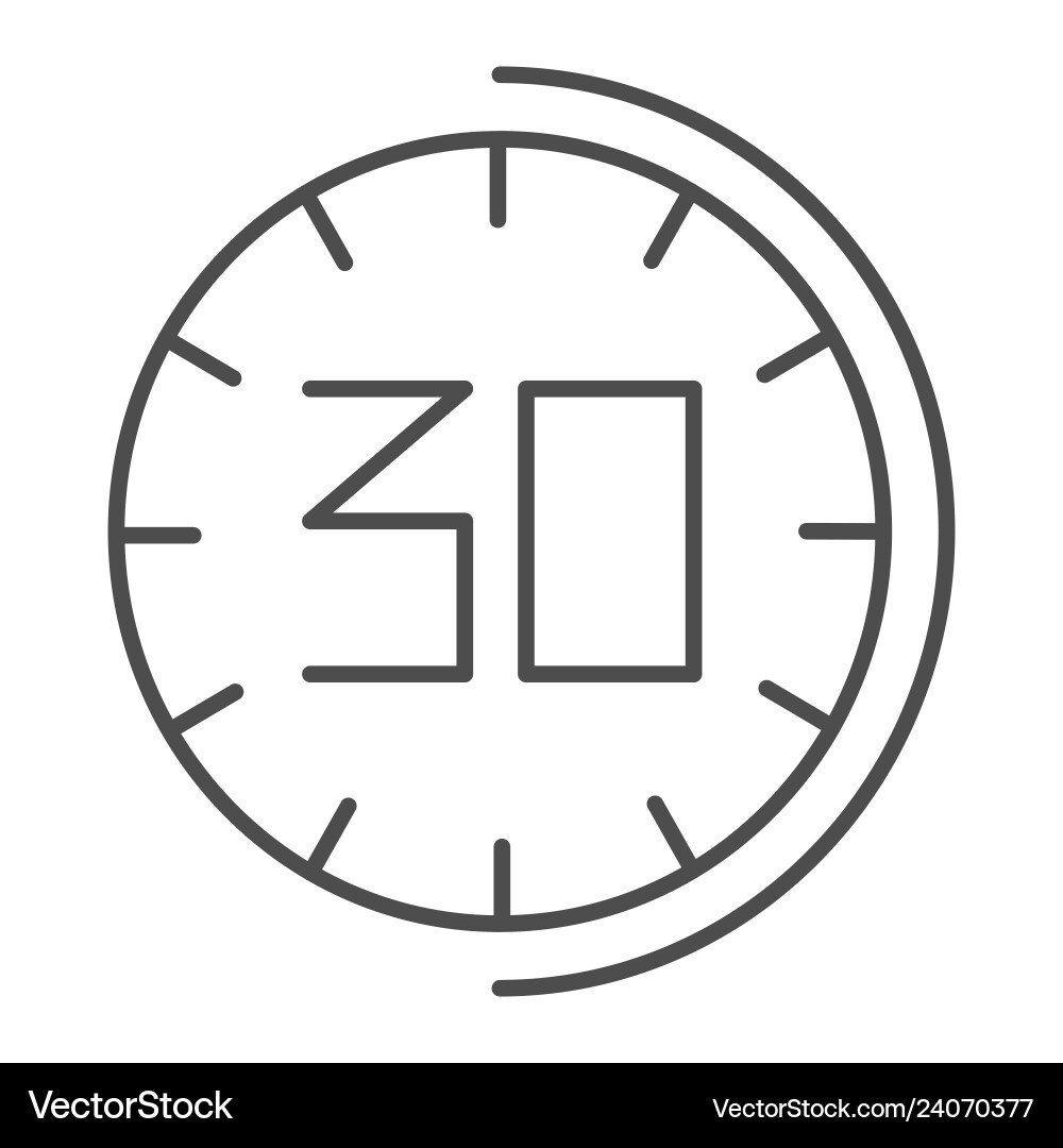 30 minutes watch thin line icon thirhty seconds Vector Image