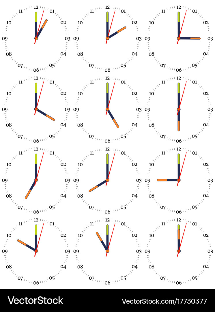 A set of mechanical clocks Royalty Free Vector Image