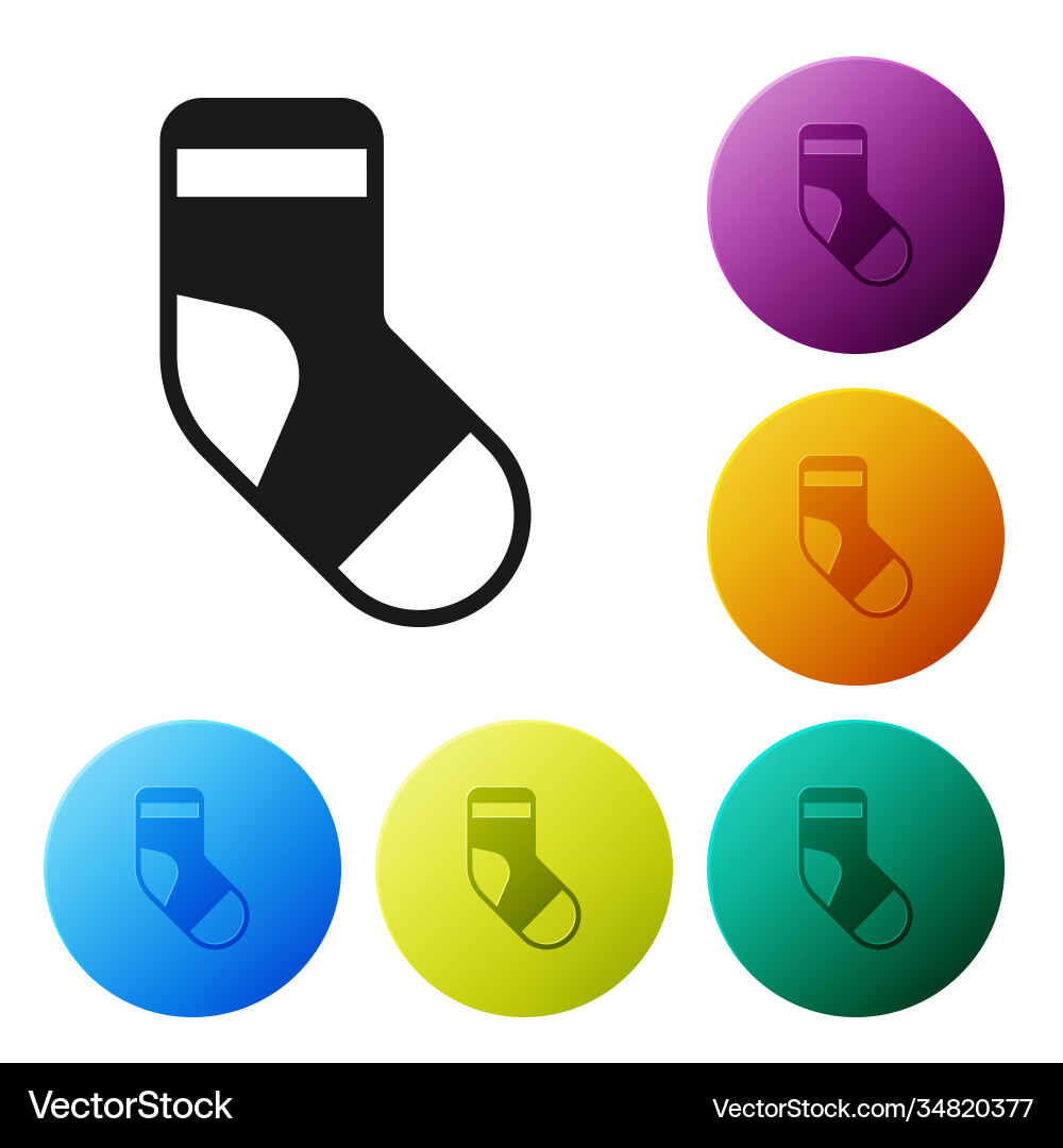 Black christmas stocking icon isolated on white Vector Image