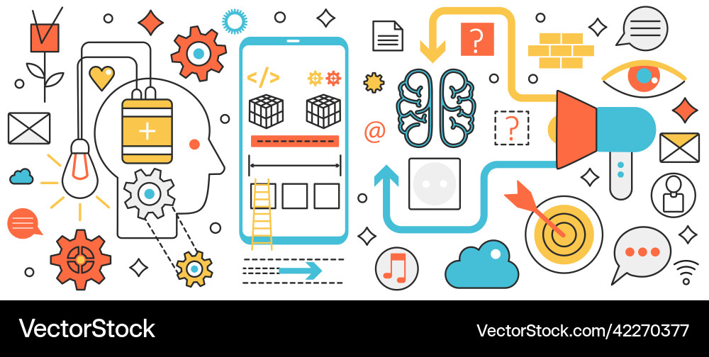 Brainstorming digital technology abstract process Vector Image