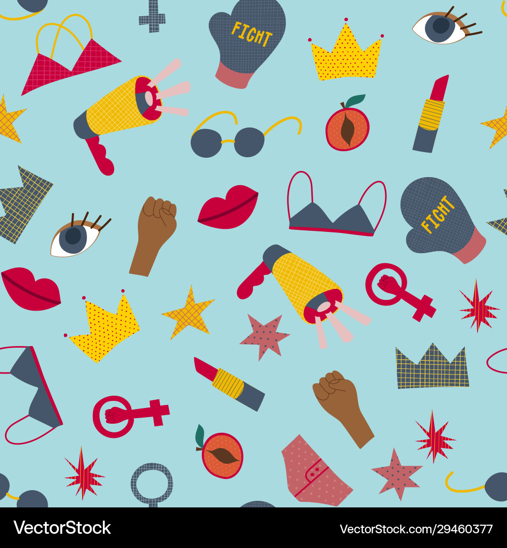 Girl woman power seamless pattern Royalty Free Vector Image