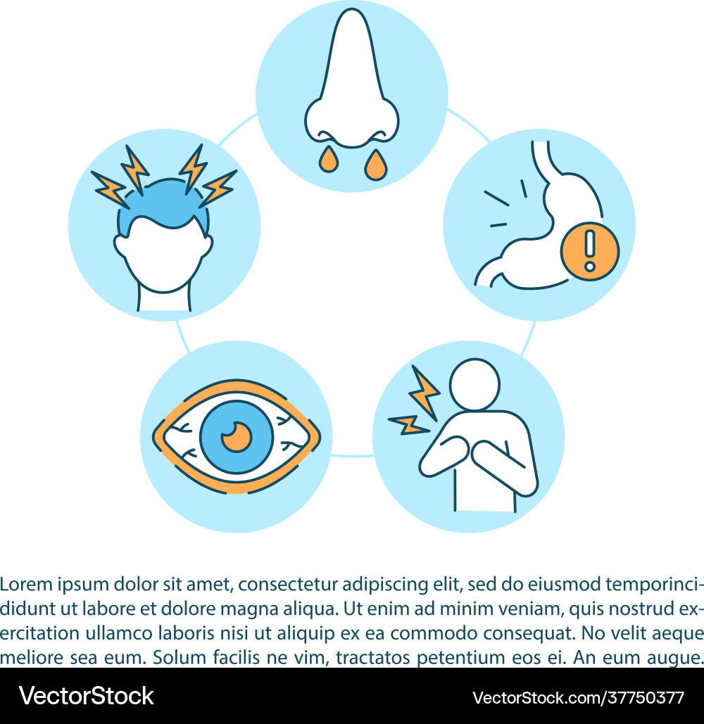 Health risks concept line icons with text Vector Image