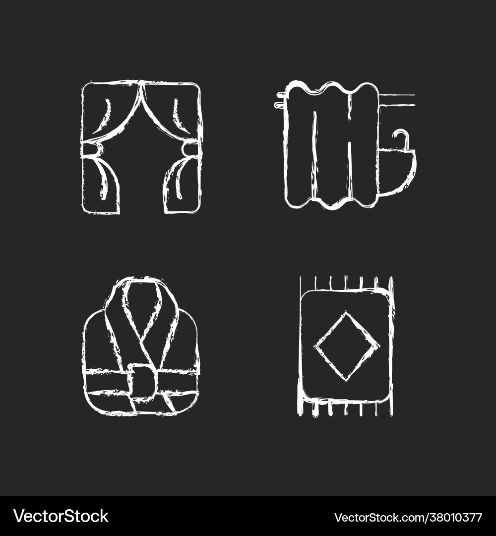 Home textile items chalk white icons set on dark Vector Image