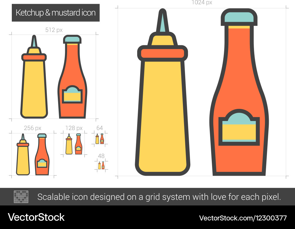 Ketchup and mustard line icon Royalty Free Vector Image