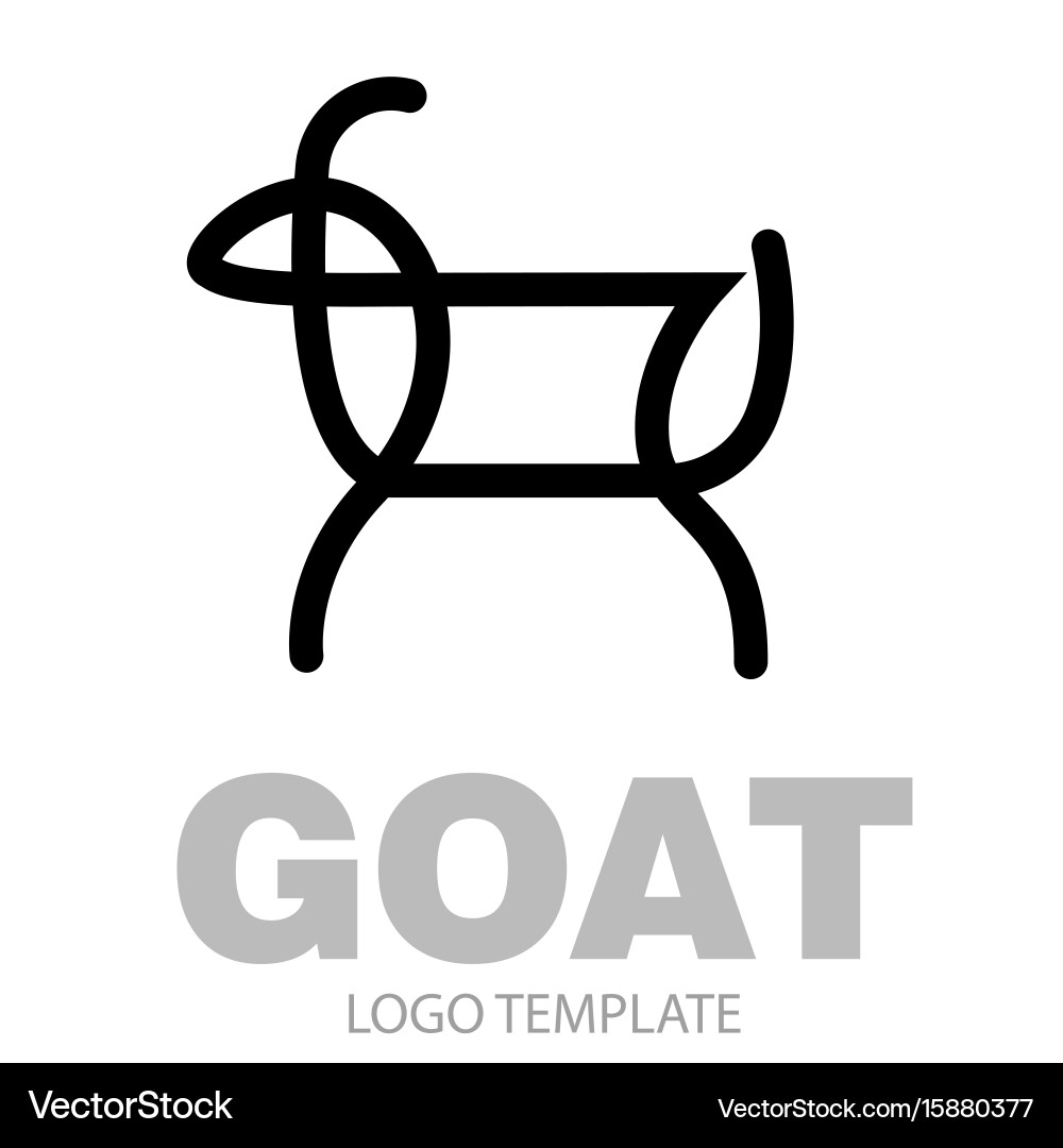 Linear stylized drawing goat or nanny Royalty Free Vector