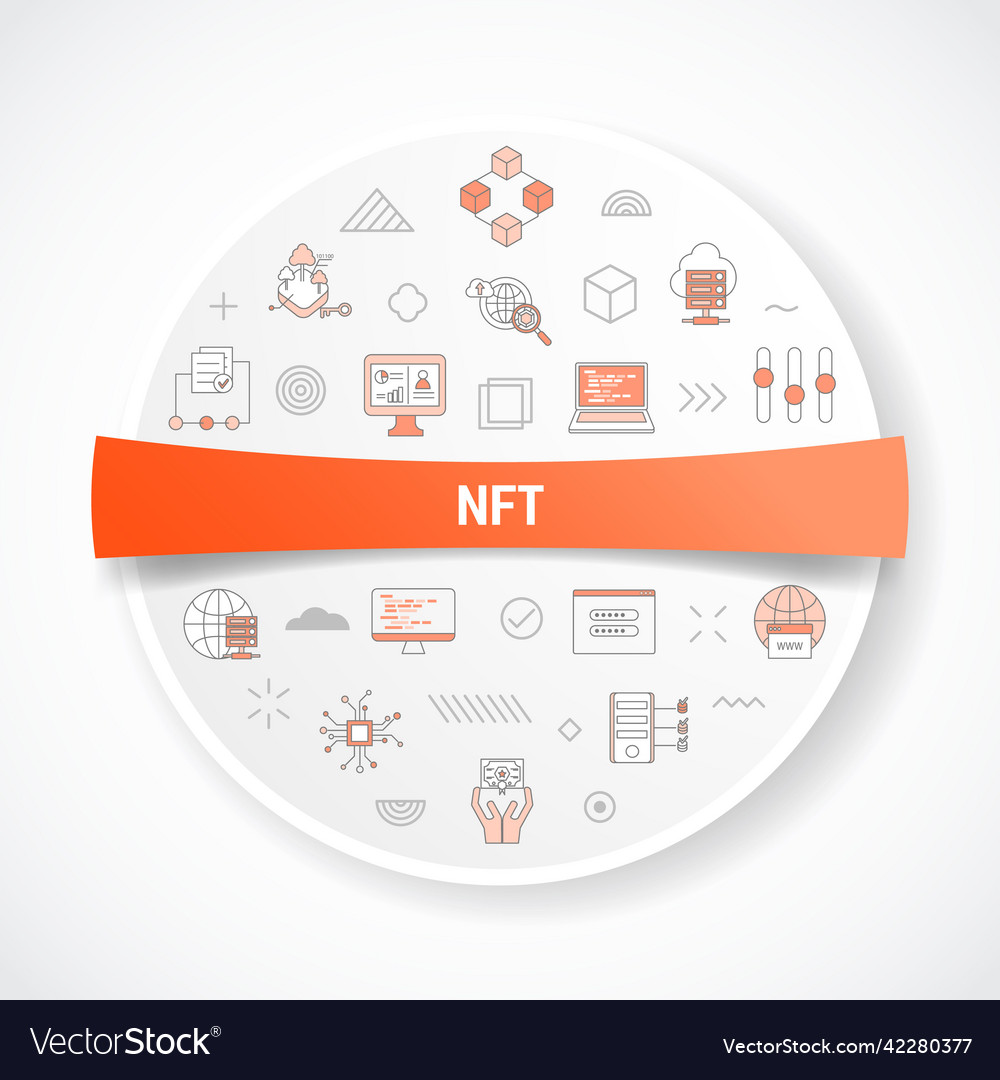 Nft non fungible token concept with icon Vector Image
