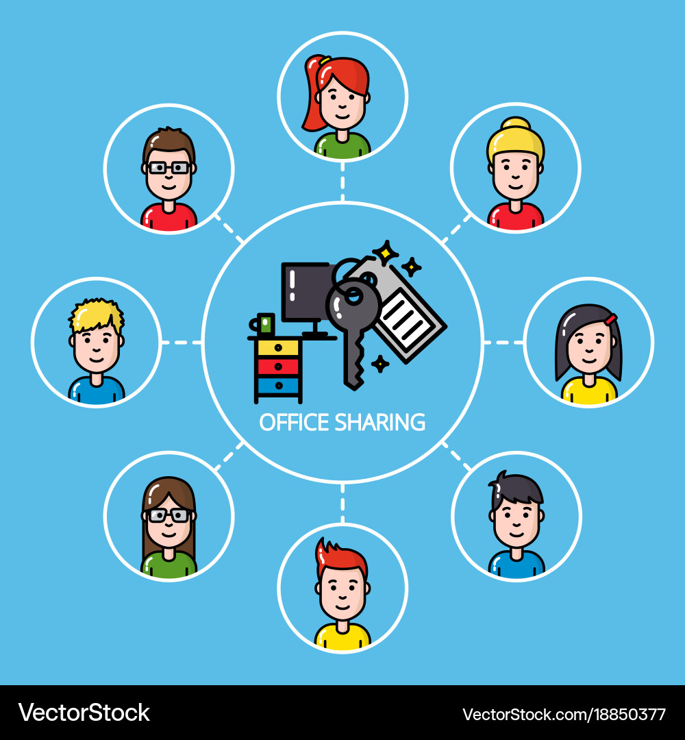 Office sharing concept with group of people Vector Image