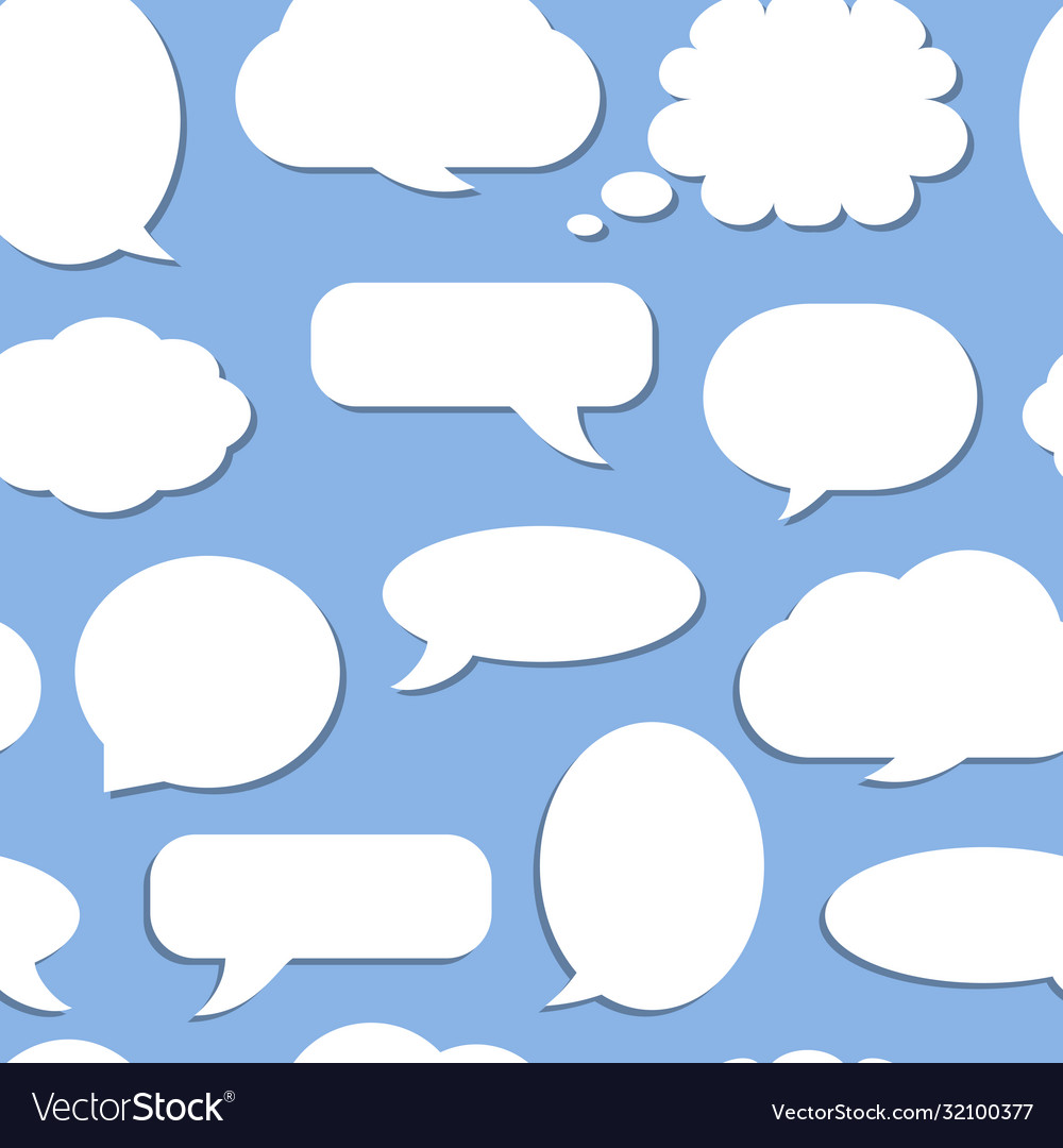 Speech bubble seamless pattern white flat Vector Image
