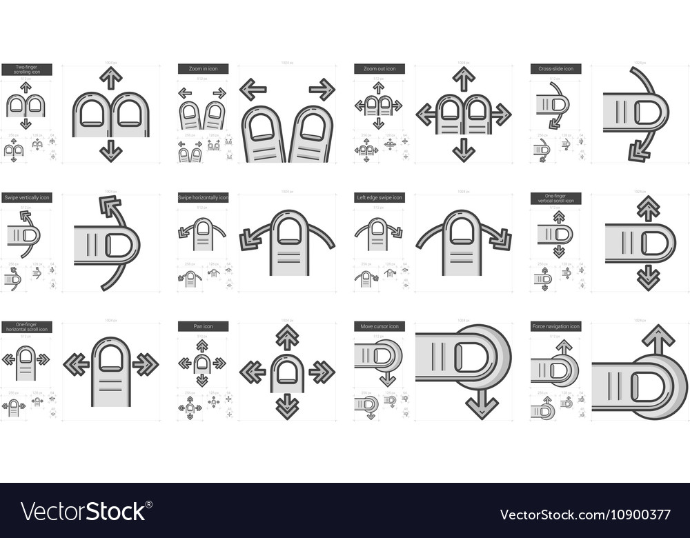 Touch gestures line icon set Royalty Free Vector Image