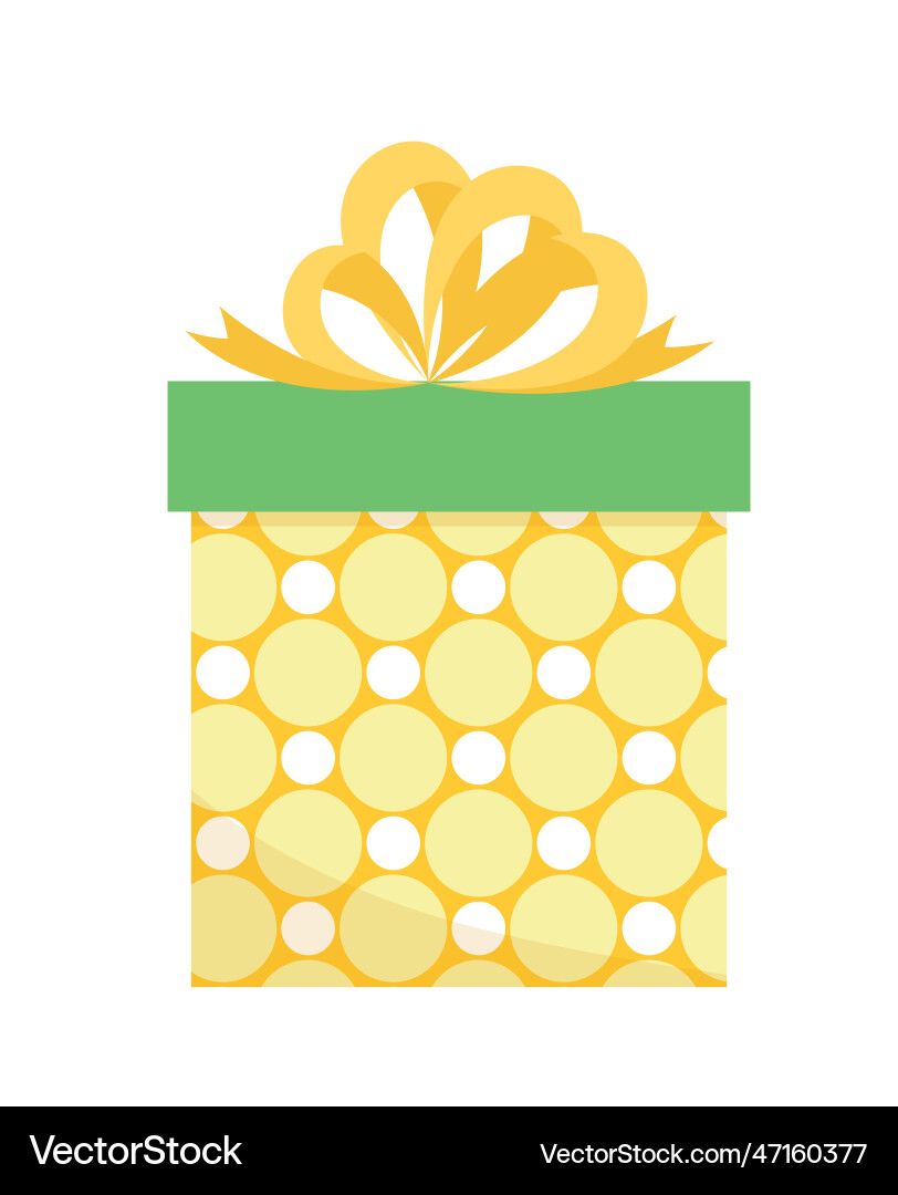 Yellow present with polka dots birthday gift box Vector Image