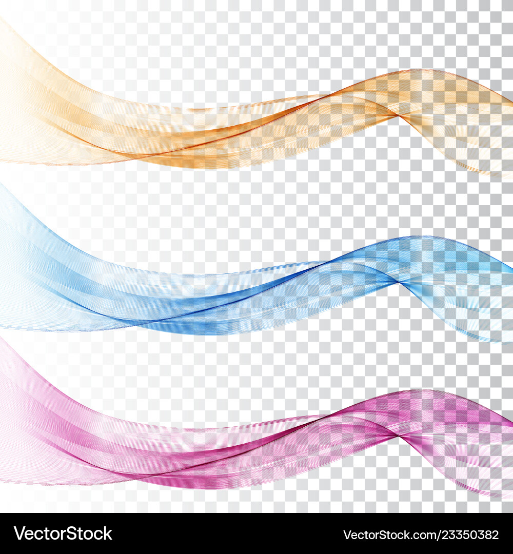 Abstract blue and pink wave set on transparent Vector Image