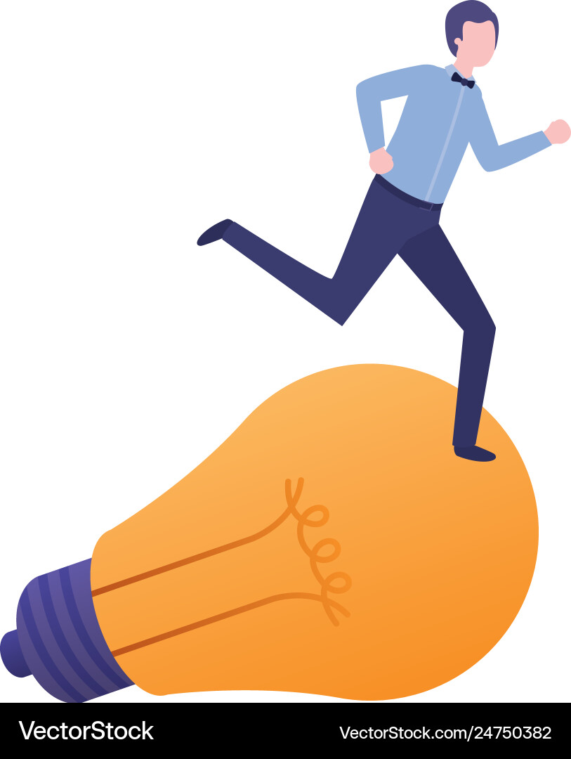 Businessman with lightbulb avatar character Vector Image