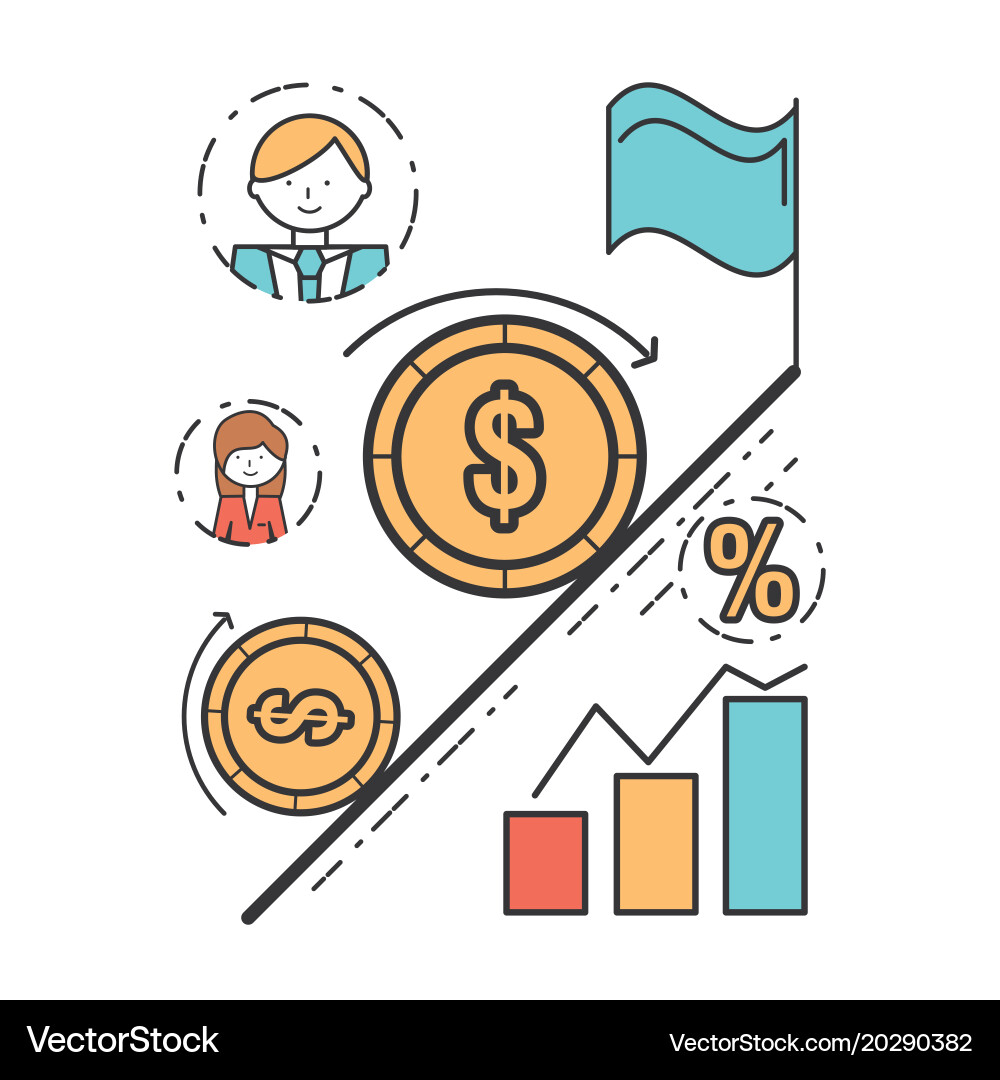 Businesspeople with company strategy documents Vector Image