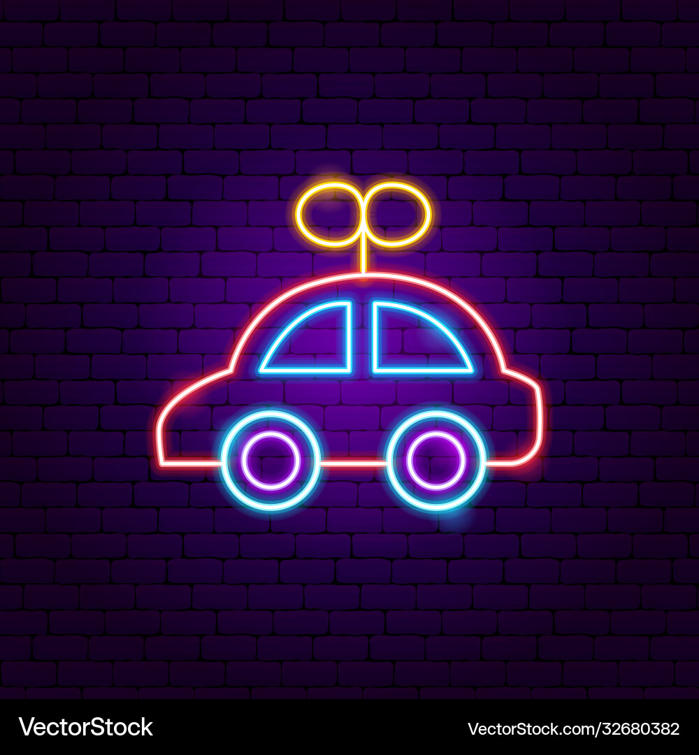 Car toy neon sign Royalty Free Vector Image - VectorStock